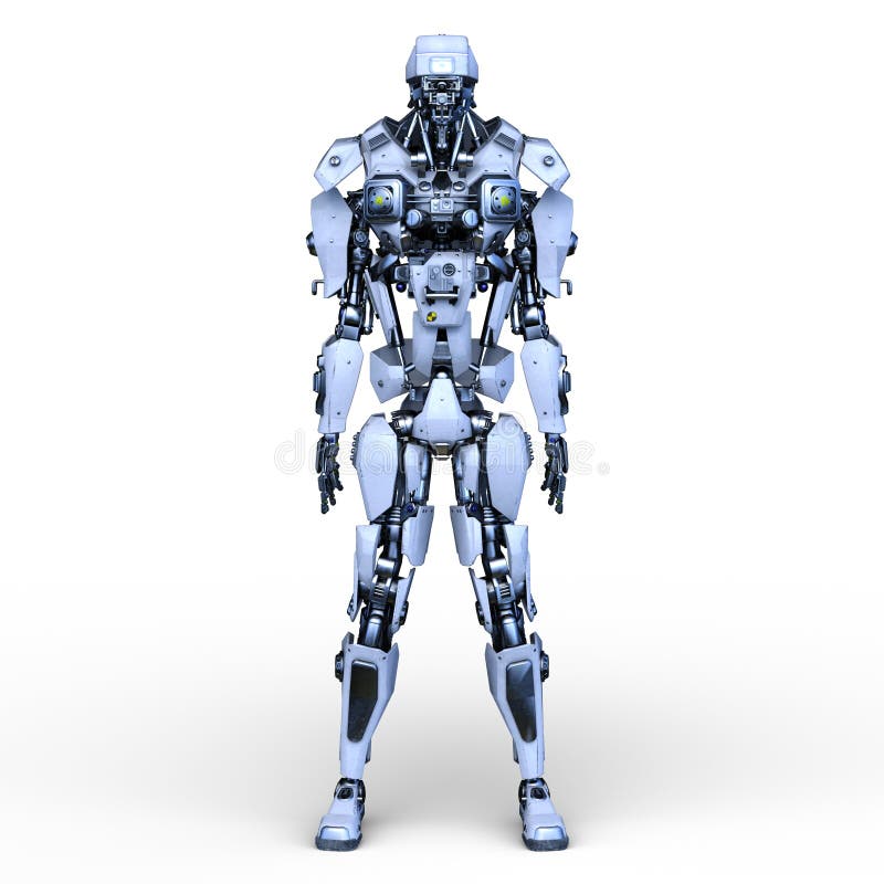 Army Robot, Armed Forces Cyborg, Military Android Soldier Isolated on ...