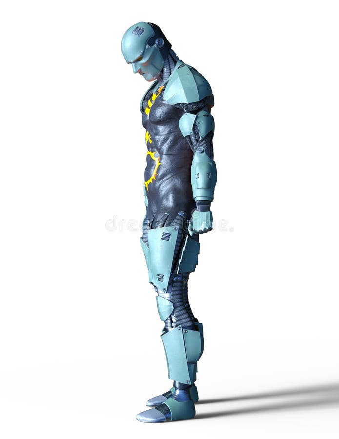 Humanoid Skeletal Robot Making a Salute Stock Illustration ...