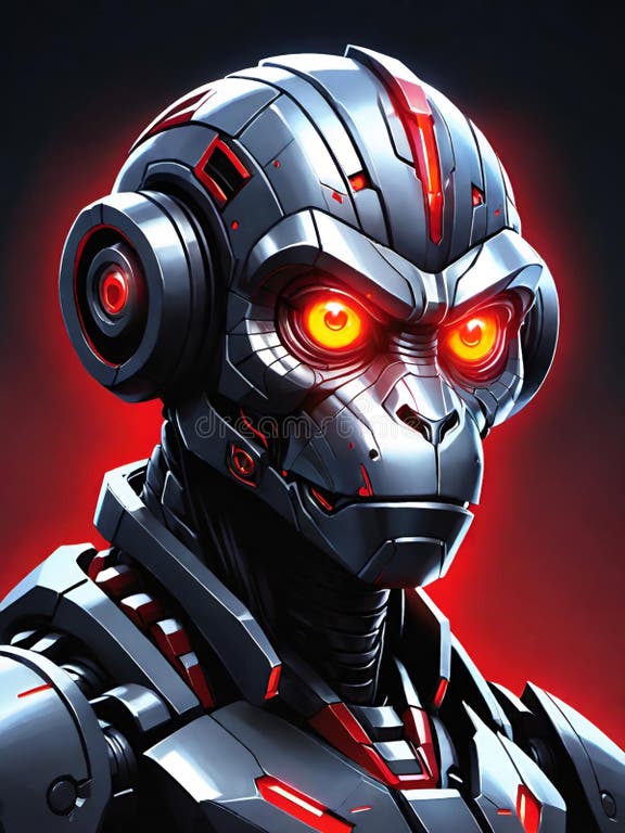 3d Cg Rendering of a Robot Monkey Head Stock Illustration ...