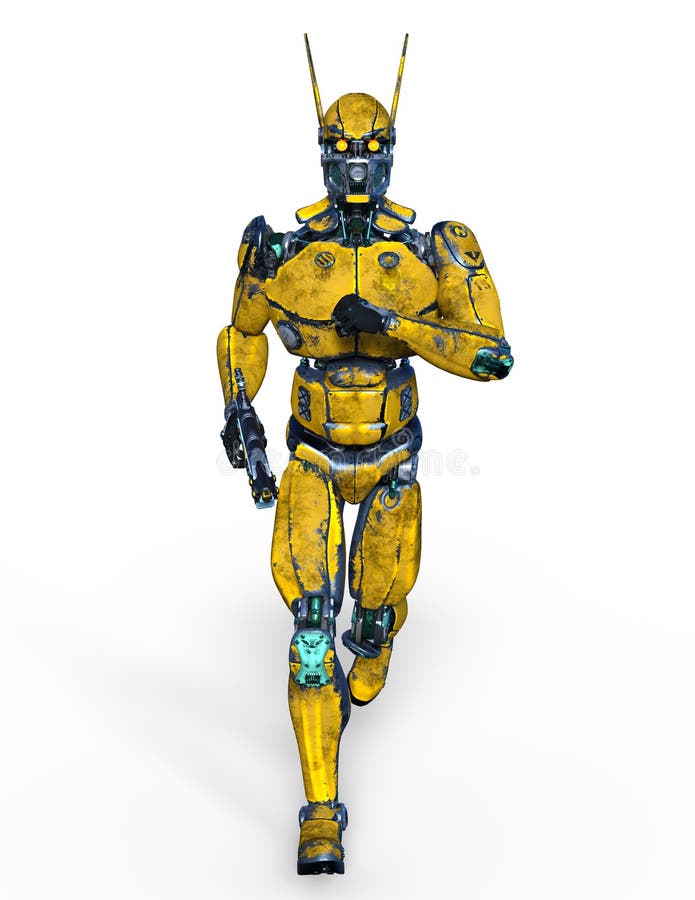 Futuristic Robot Isolate on Green Screen. Realistic 3d Render. Stock ...