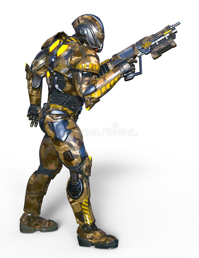 Futuristic Robot Isolate on Green Screen. Realistic 3d Render. Stock ...