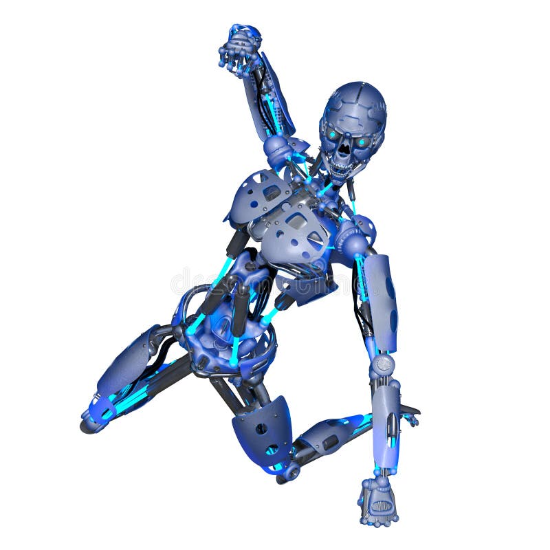 Robots Soldiers on a Spaceship Salute Against the Background of the ...