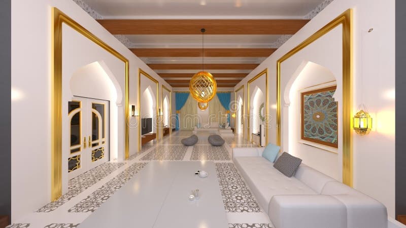 3D CG rendering of room stock illustration. Illustration of landscape ...