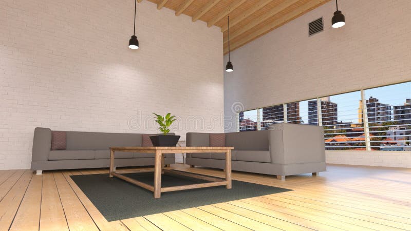 3D CG rendering of room stock illustration. Illustration of interior ...