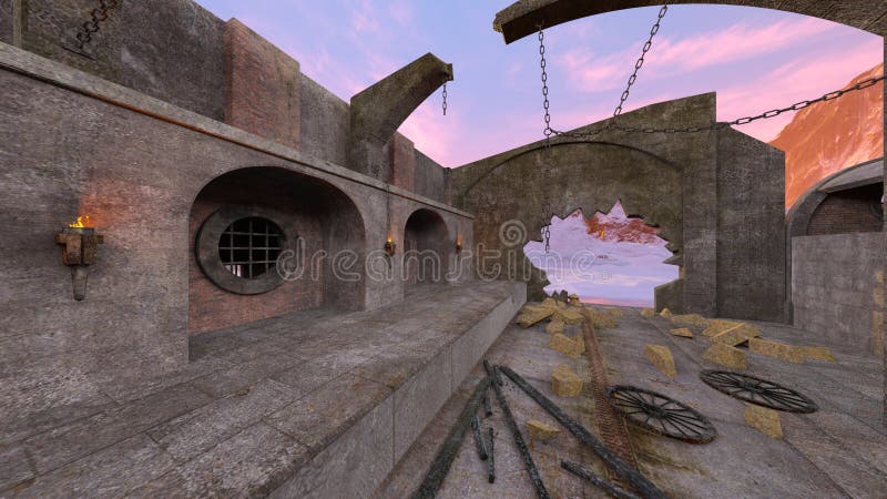 3D CG rendering of ruins stock illustration. Illustration of background ...