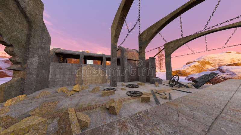 3D CG rendering of ruins stock image. Image of exploration - 124381013