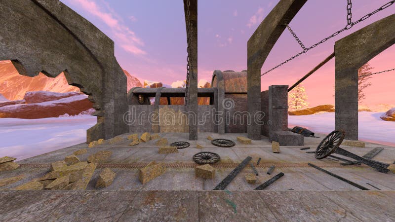 3D CG rendering of ruins stock illustration. Illustration of rendering ...