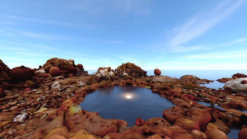 3D Rendering of the Sea View Living Room Stock Illustration ...