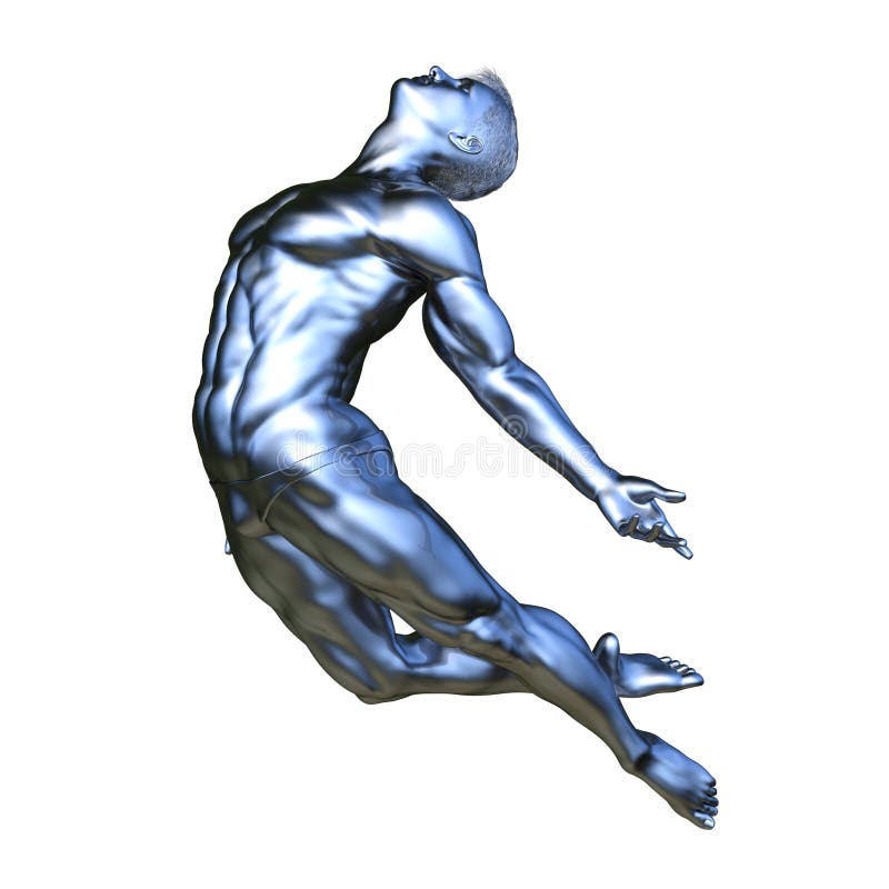 3D CG Rendering of Silver Man Statue Stock Illustration - Illustration ...