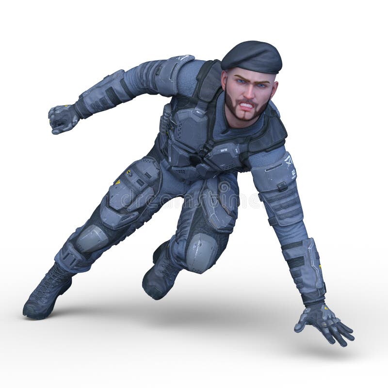 3D CG rendering of soldier stock illustration. Illustration of game ...