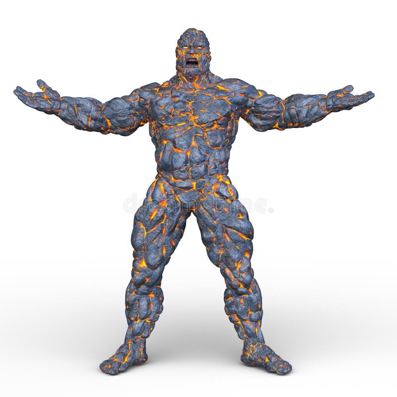 3D CG Rendering of Stone Man Stock Illustration - Illustration of magma ...