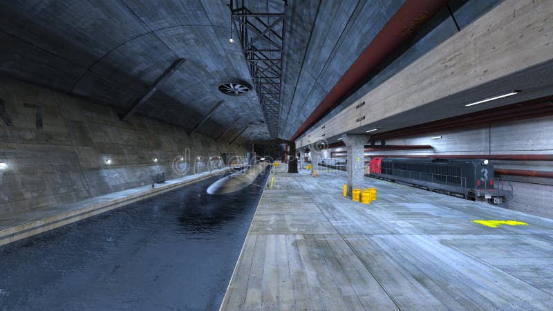 Submarine in dock stock photo. Image of cargo, deep, port - 13572360