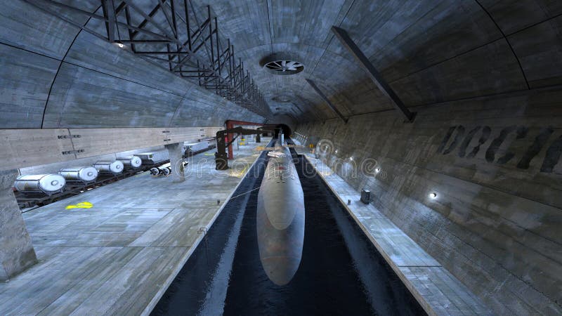 Submarine in dock stock photo. Image of cargo, deep, port - 13572360