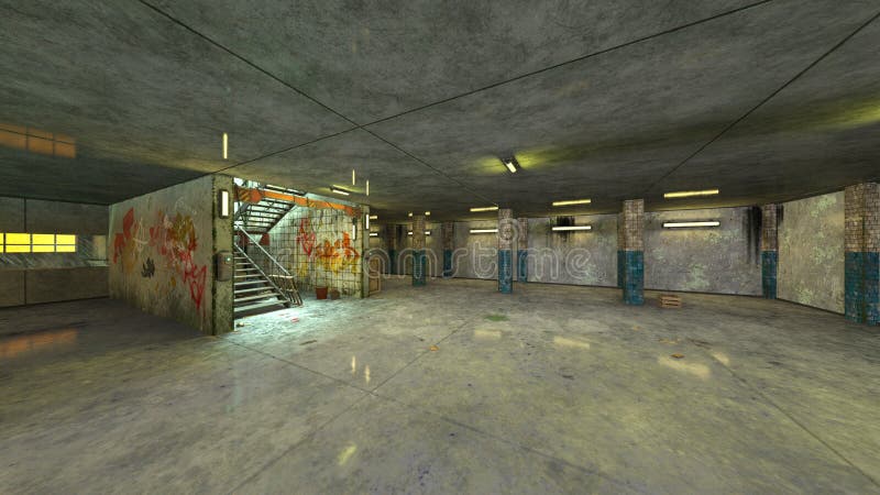 3D CG Rendering of Underground Facility Stock Illustration ...
