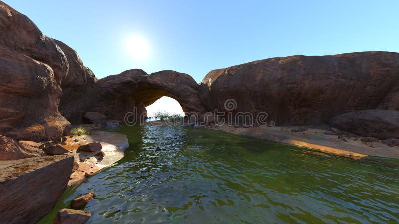 3D CG rendering of valley stock illustration. Illustration of landscape ...