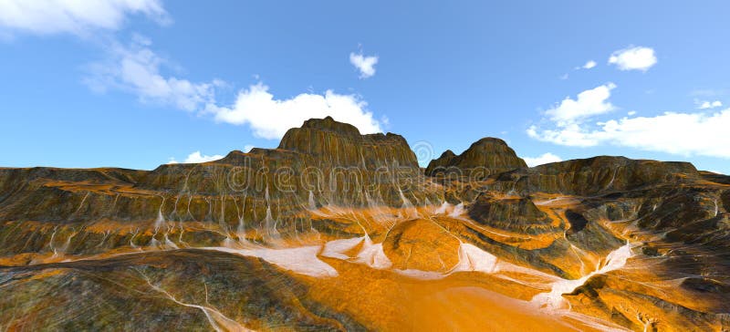 3D CG rendering of valley stock illustration. Illustration of cliff ...