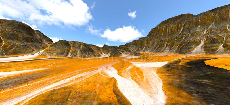 3D CG rendering of valley stock illustration. Illustration of rendering ...