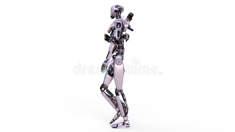 Walking robot stock video. Video of person, technology - 117110829