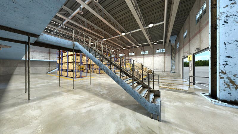 3D CG Rendering of Warehouse Stock Photo - Image of organization, game ...