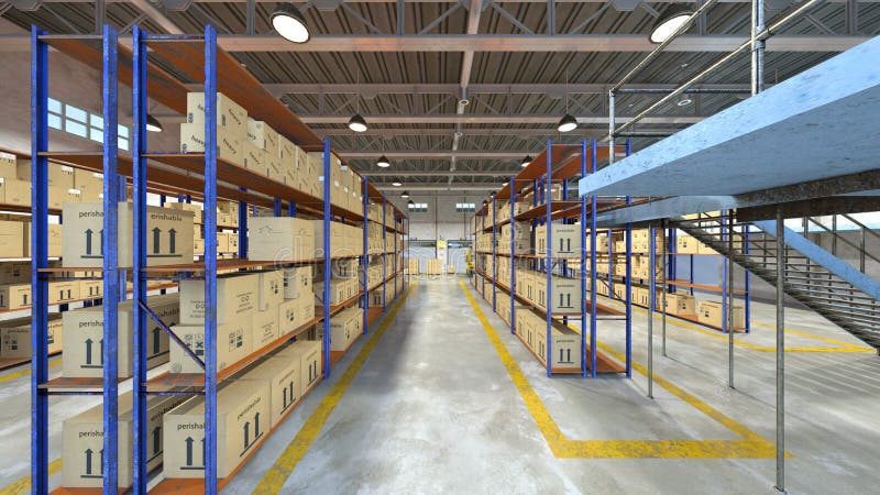 3D CG Rendering of Warehouse Stock Image - Image of rendering ...