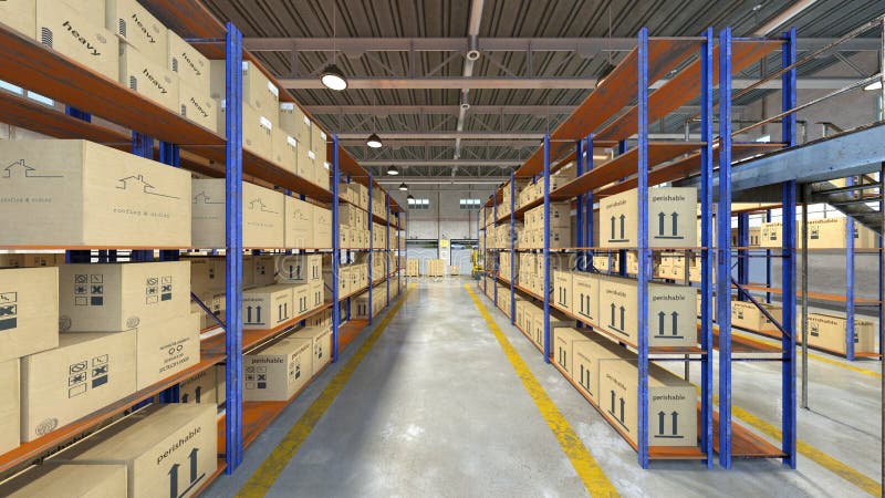 3D CG Rendering of Warehouse Stock Photo - Image of place, organization ...