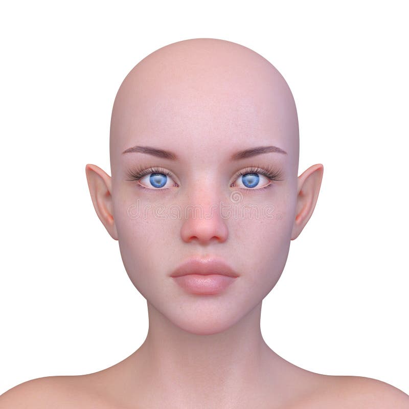 3D CG Rendering of Woman`s Face Stock Illustration - Illustration of ...