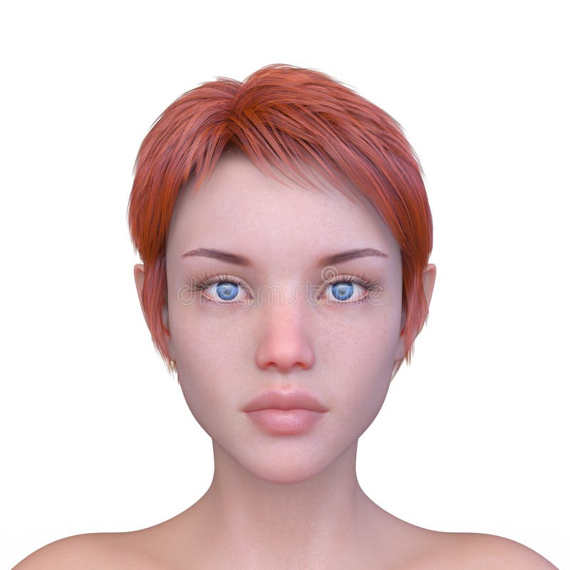 3D CG Rendering of Woman`s Face Stock Illustration - Illustration of ...