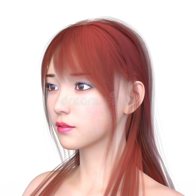 3D CG Rendering of Woman`s Face Stock Illustration - Illustration of ...