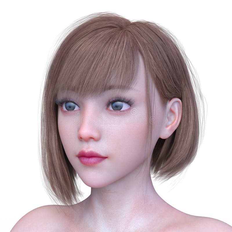 3D CG Rendering of Woman`s Face Stock Illustration - Illustration of ...