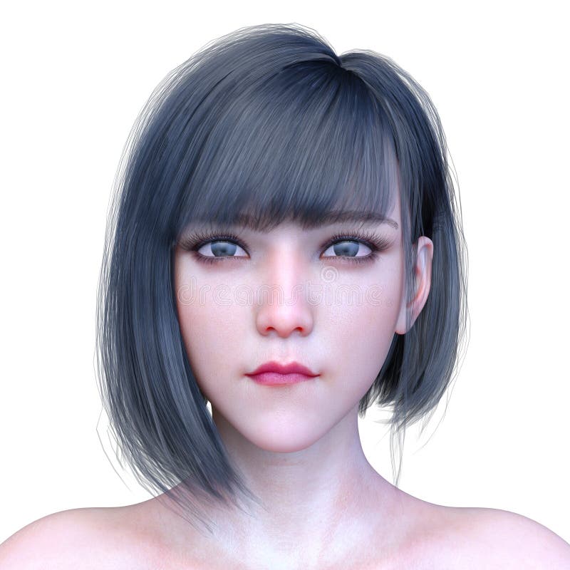 3D CG Rendering of Zoom Up of Girl Face Stock Illustration ...