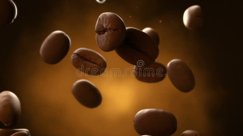3d CGI Footage of Falling Coffee Beans and Instant Coffe Dust. Seamless ...