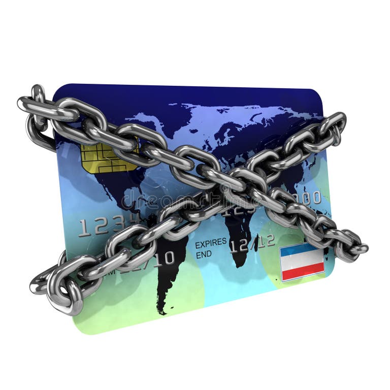 3d Chained debit card stock vector. Illustration of restraint - 41215454