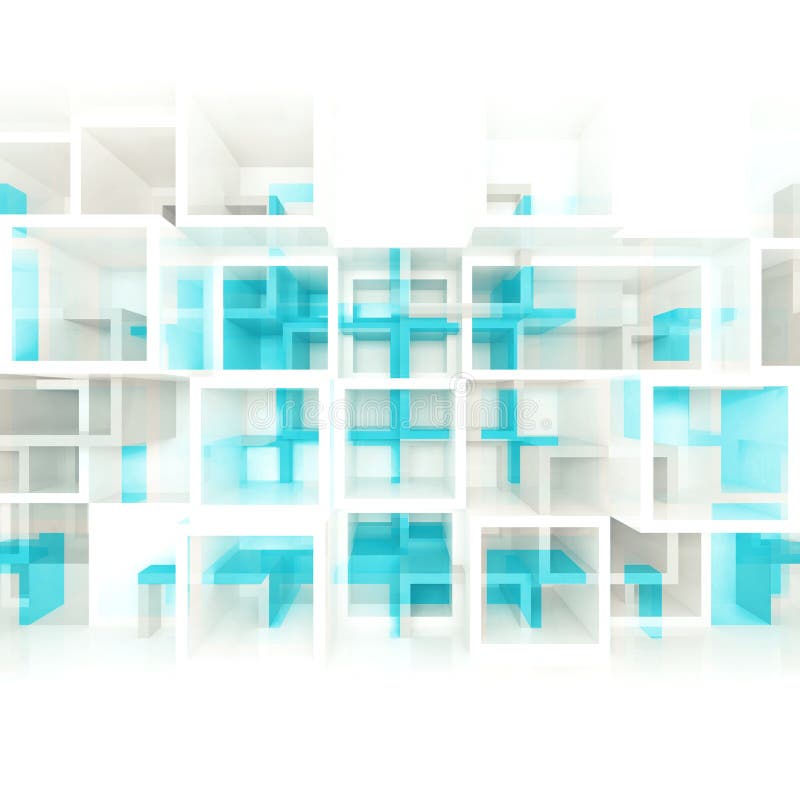 3d Chaotic Square Cells Structure on Wall Stock Illustration ...