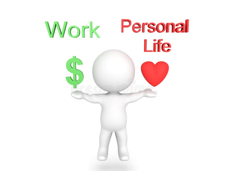 3D Character Balancing Work and Personal Life with Text Above Stock ...