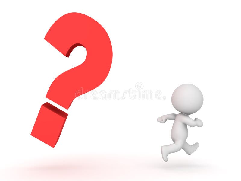 3D Character with Question Mark Above is Looking at Capsule Stock ...