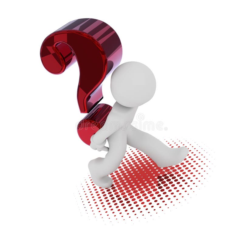 3d Character with a Big Red Question Mark Stock Illustration ...
