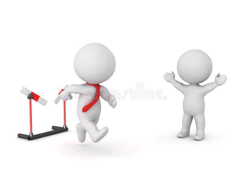 3D Character Breaking through Barriers Stock Illustration ...