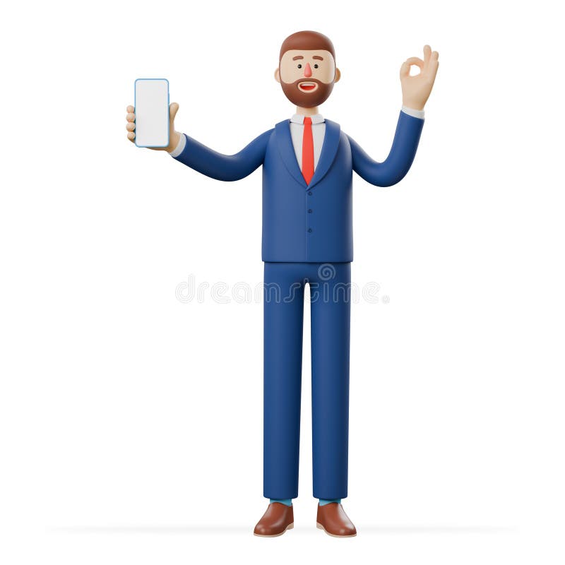 3D Character of a Businessman Promoting an Advertisement with a ...