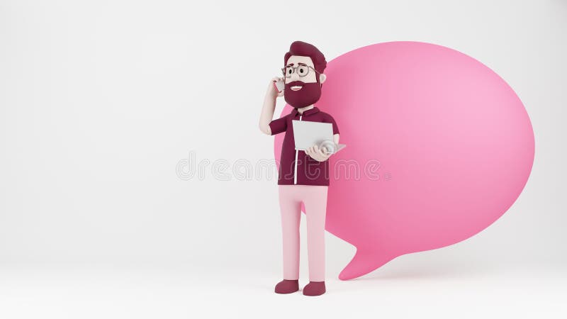 3D Character Calling Talking on a Phone Stock Illustration ...