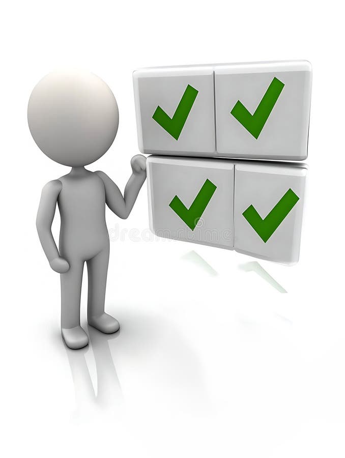 3D Character with Checkmarks - Task Completion Concept Stock ...