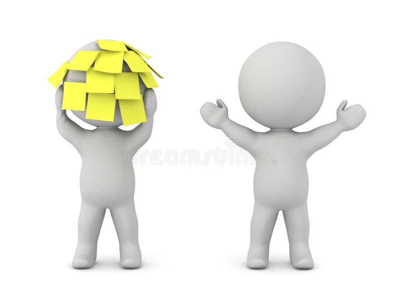 3D Character Clear of Sticky Notes Stock Illustration - Illustration of ...