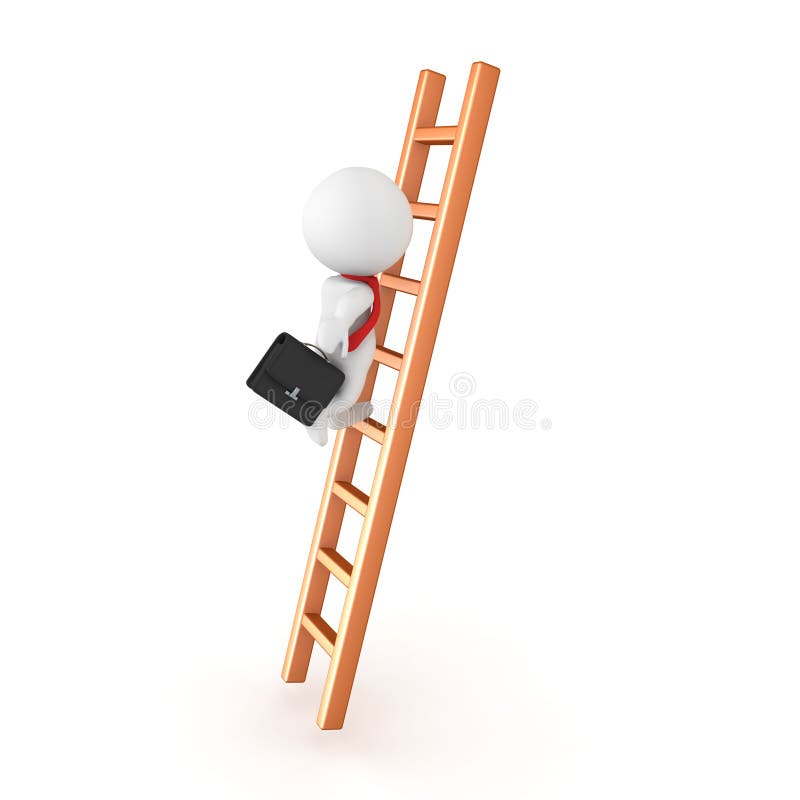 3D Character Climbing the Corporate Ladder Stock Illustration ...