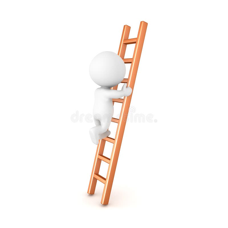 3D Character Climbing a Ladder Stock Illustration - Illustration of ...