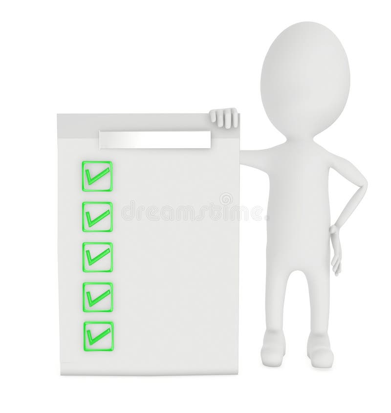 3d Character with a Clipboard Checklist Concept Stock Illustration ...