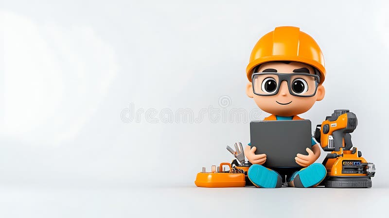 3D Character of a Computer Repair Technician with Tools Stock ...