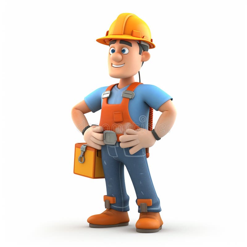 3d Character of Construction Worker Stock Illustration - Illustration ...
