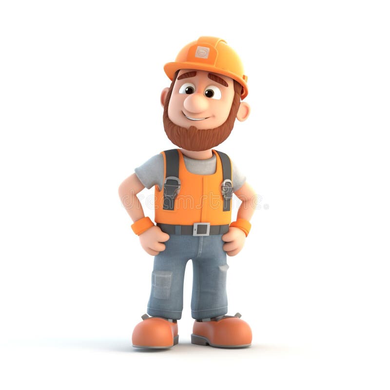 3d Character of Construction Worker Stock Illustration - Illustration ...