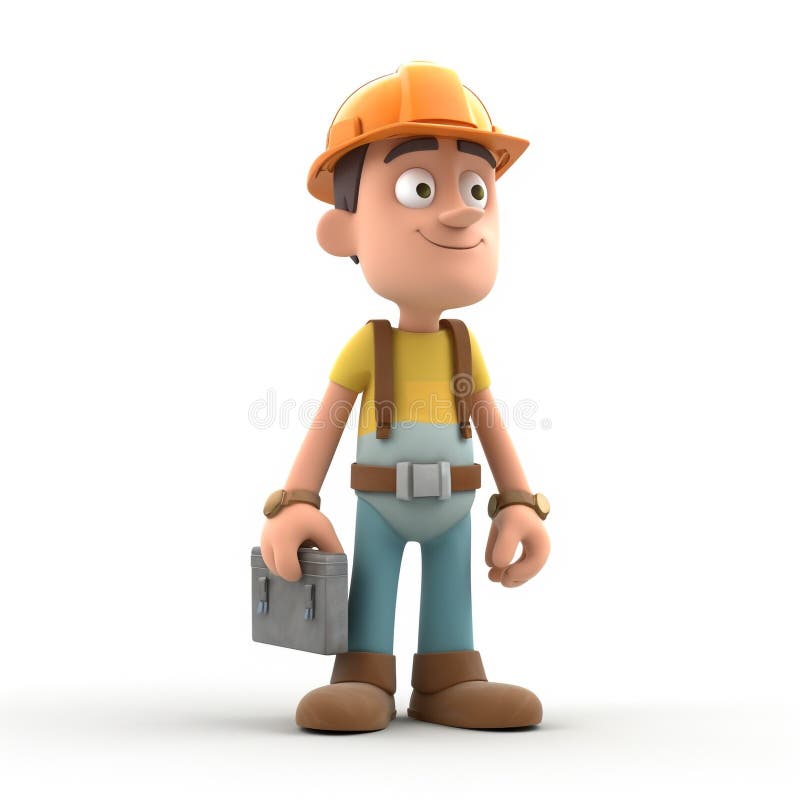 3d Character of Construction Worker Stock Illustration - Illustration ...