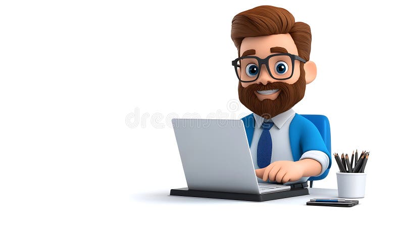 3D Character of a Cryptographer Analyzing Data Stock Illustration ...