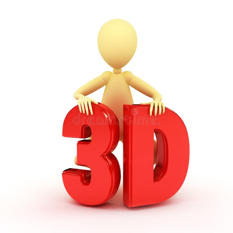 3d Character with 3d Glossy and Shinny Letters Stock Illustration ...